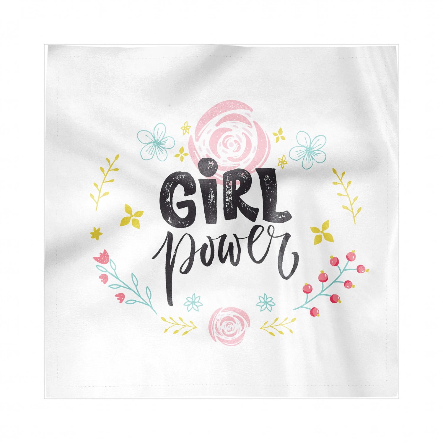 Feminist Decorative Satin Napkins Set of 4, Typography Girl Power ...
