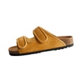KEVCHE Womens Slide Sandals Double Adjustable Buckle Faux Leather ...