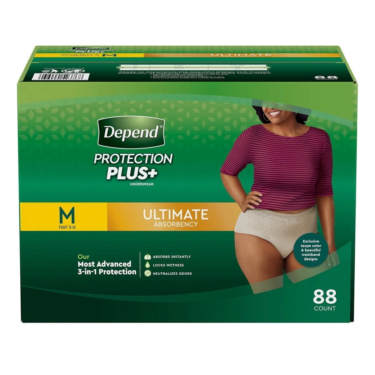 Depend Protection Plus Ultimate Underwear for Women, Medium (88 Count ...