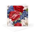 3drose, Red White Blue Peony Floral Pattern, 12 Greeting Cards with ...