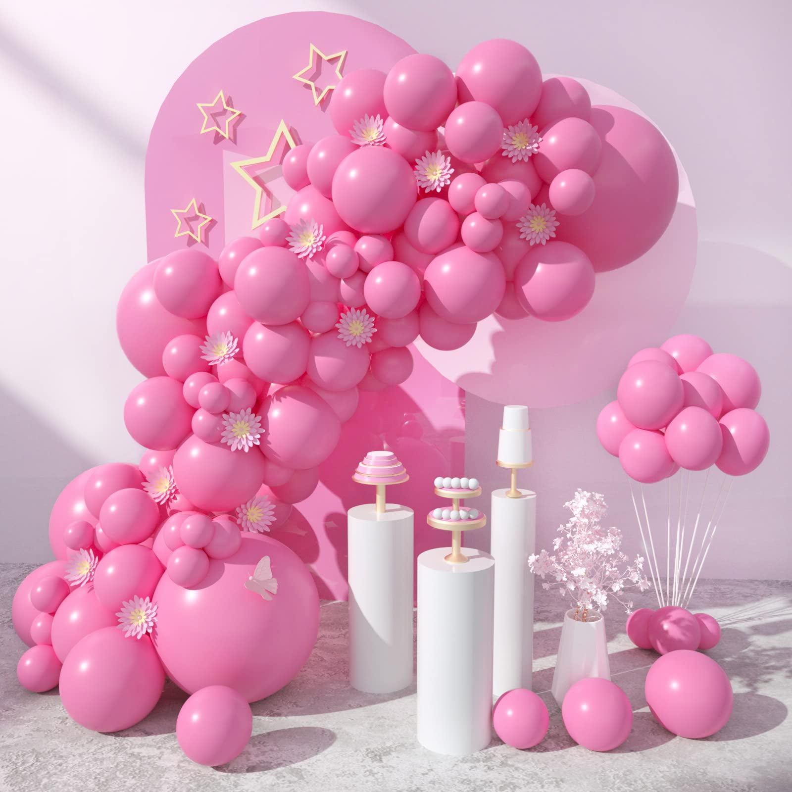 Henviro Pink Party Latex Balloons - 100 Pcs 5/10/12/18 Inch Balloons ...