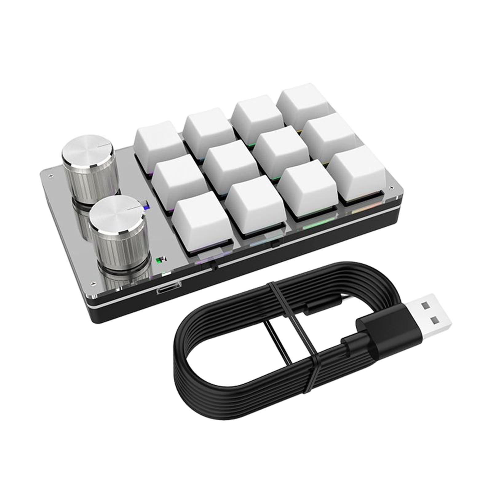 12 Key Mini Mechanical Keyboard, Keypad with USB Cable Shortcuts Multifunctional with 2 Knobs ...