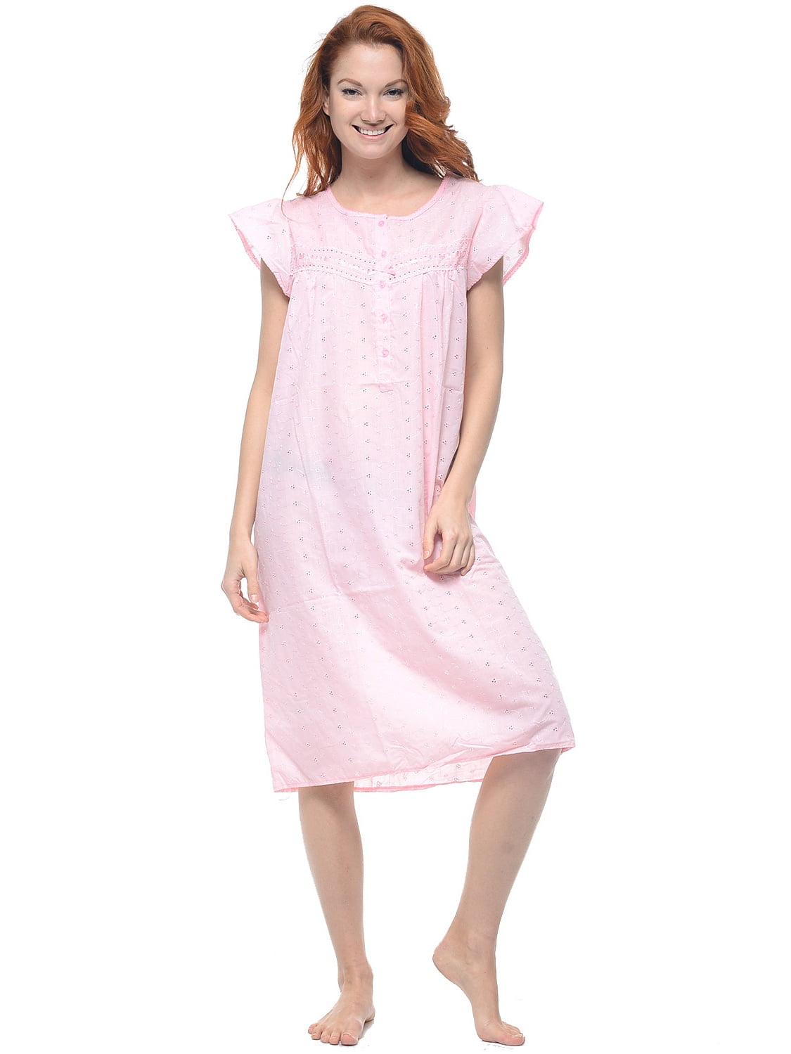 Casual Nights Women's Cap Sleeve Eyelet Embroidered Nightgown - Walmart.com