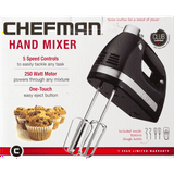 Chefman RJ17-V2 250-Watt 5-Speed Ultra Turbo Power Hand Mixer, Black ...