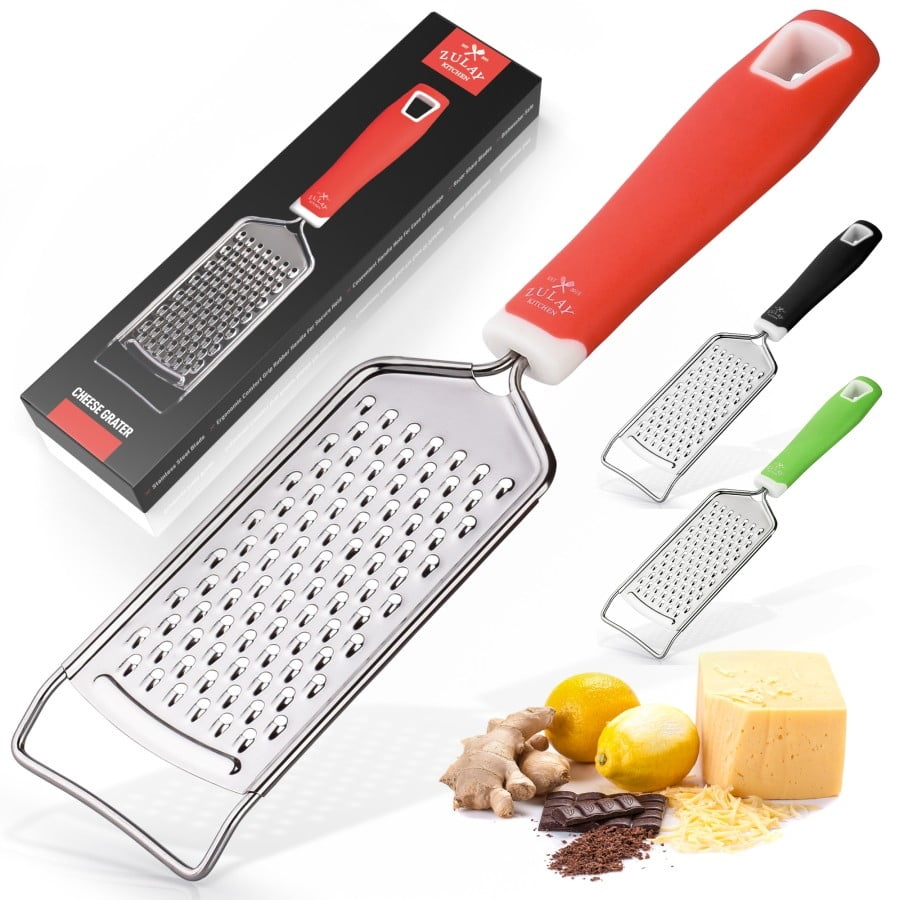 Zulay Kitchen Professional Stainless Steel Flat Handheld Cheese Grater ...
