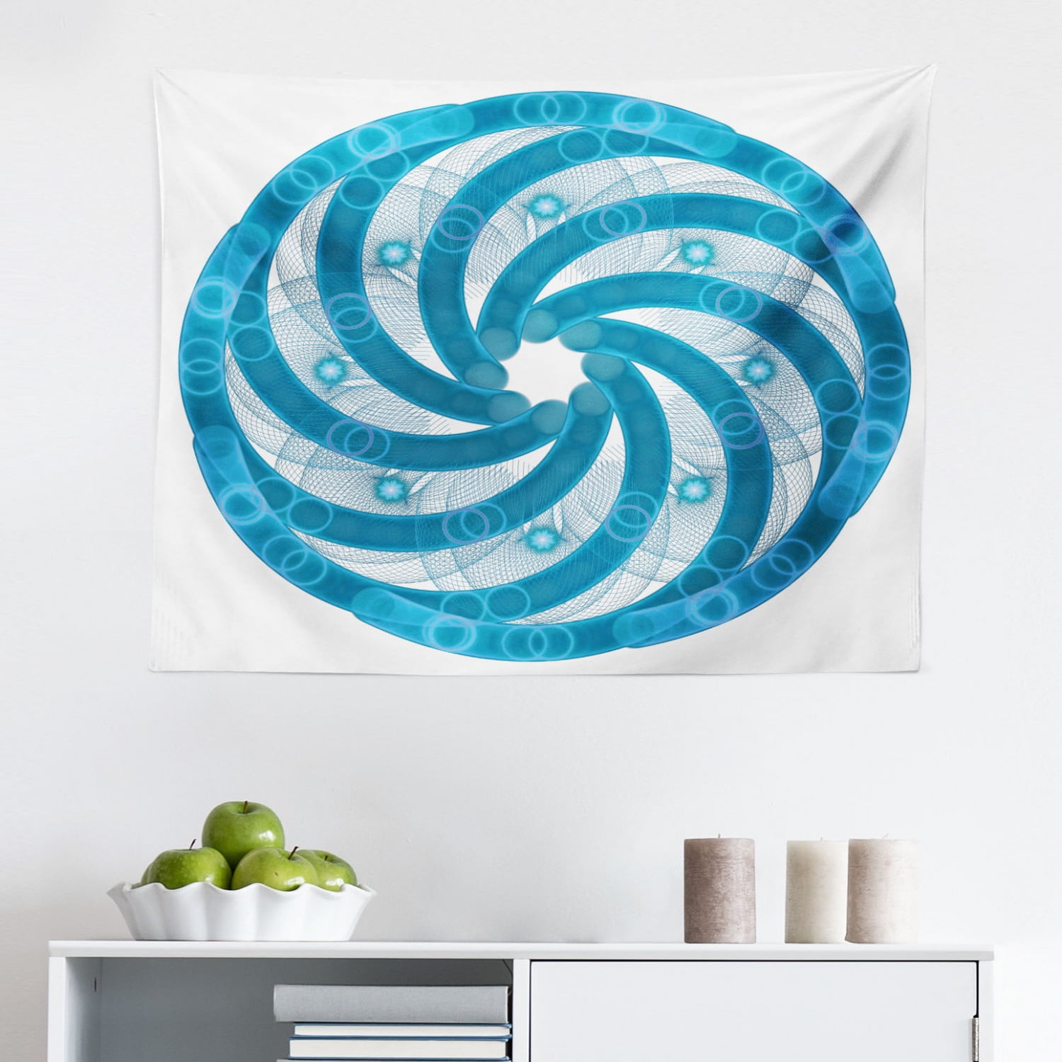 Spires Tapestry, Flower Shaped Spiral Digital Vortex Pattern with ...