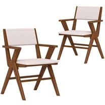 Gymax Wooden Dining Chair Set of 2 w/ Rubber Wood Frame Padded Seat ...