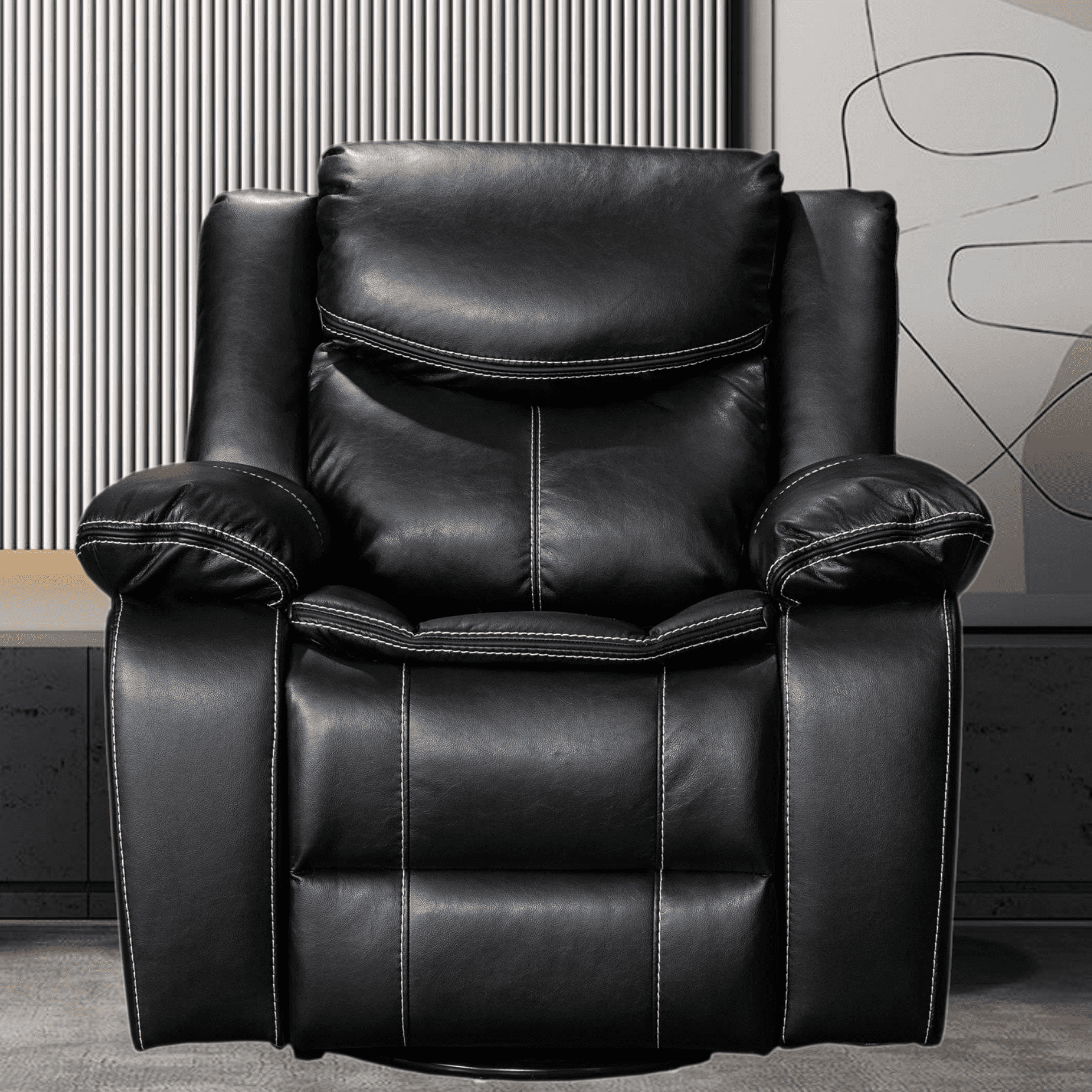 42" Wide Faux Leather Full Recliner Chair Rocker Glider Recliner Manual ...