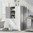 White Freestanding Storage Cabinet, 62.2" with Adjustable Shelves ...