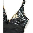Beranmey Floral Print Women Sexy Mesh Tummy Control One Pieces Swimsuit
