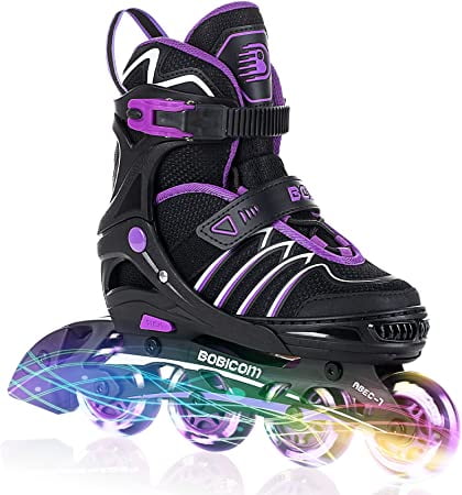 BOBICOM Adjustable Roller Blades with Full Light Up Wheels,Outdoor ...