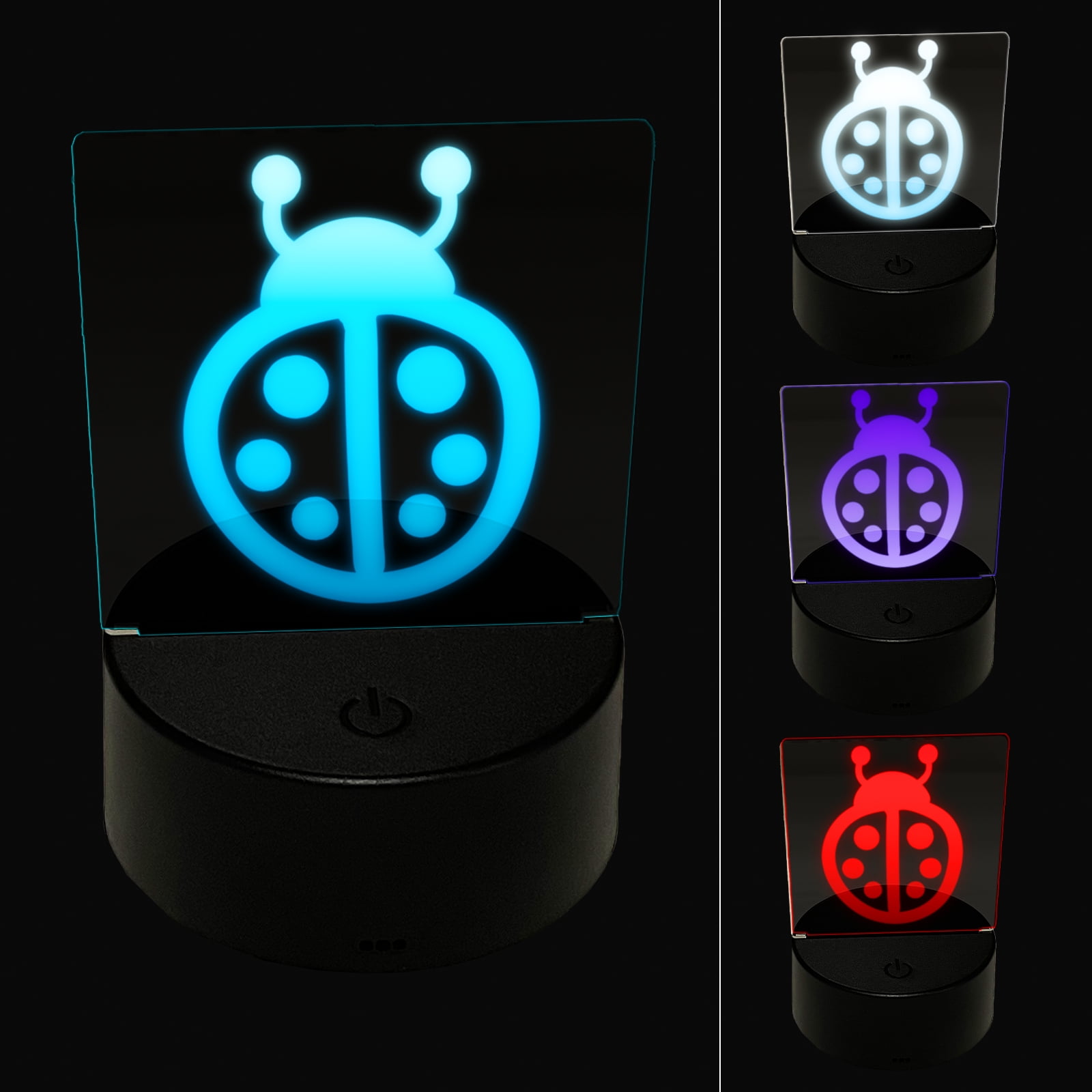 Cartoony Ladybug LED Night Light Sign 3D Illusion Desk Nightstand Lamp ...