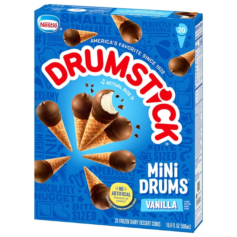 Drumstick Mini Drums Vanilla Sundae Cones Frozen Dessert,20, 41% OFF