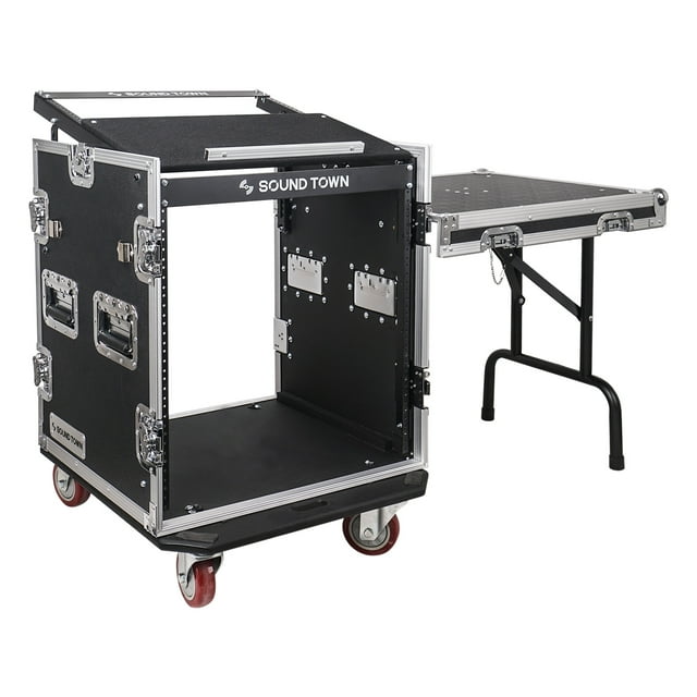 Sound Town 12U PA DJ Pro Audio Rack/Road ATA Case with 11U Slant Mixer ...
