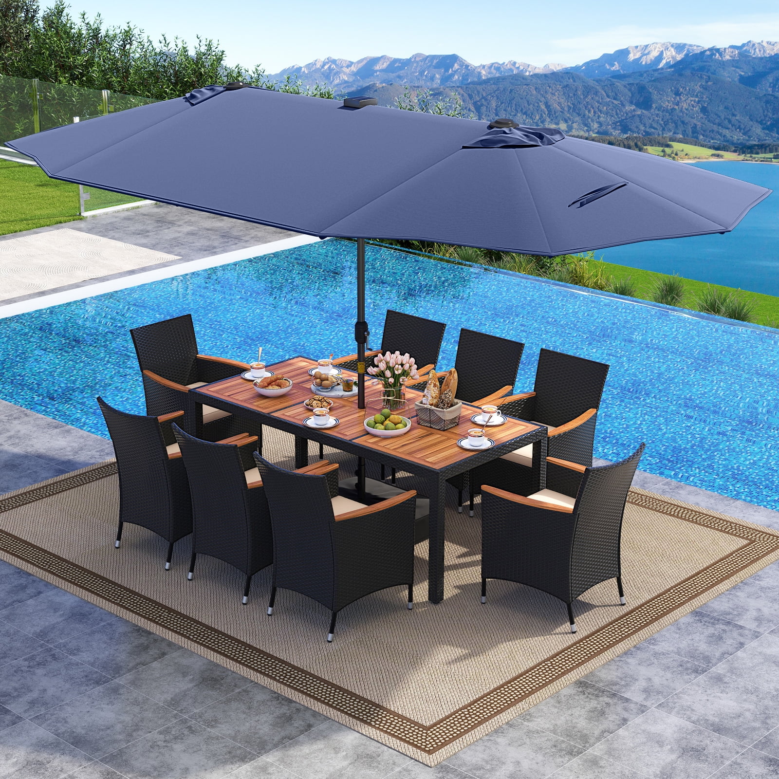 Click here for Gymax Set Of 11 Patio Dining Set W/ 15ft Double-Si... prices