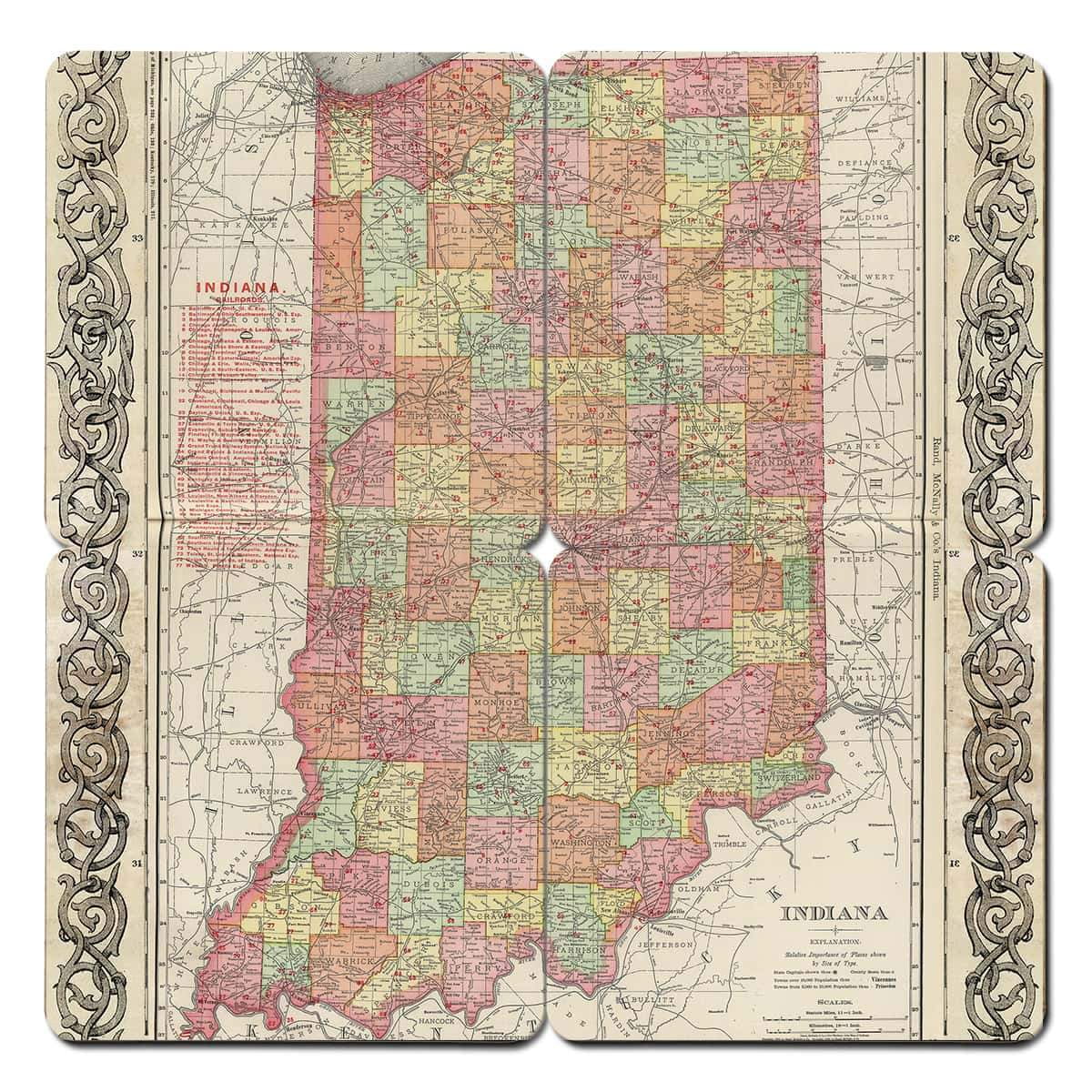 Indiana Old World Map Coaster - Walmart.com