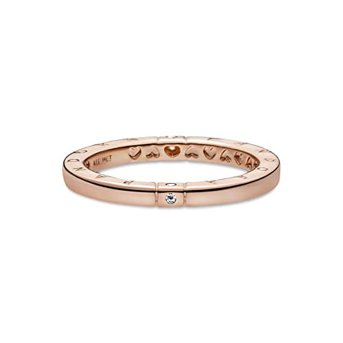 PANDORA Logo & Hearts Ring, Pandora Rose, Size: EUR-52, US-6 ...