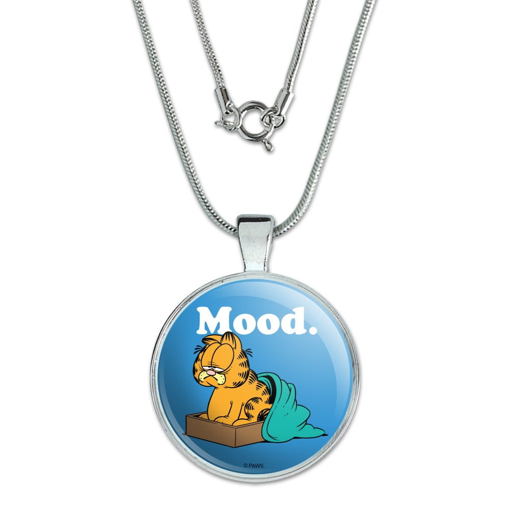 Garfield Mood 1" Pendant with Sterling Silver Plated Chain - Walmart.com