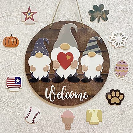 Front Door Welcome Sign Decorations, Wooden Door Hanging Signs, Dwarf ...