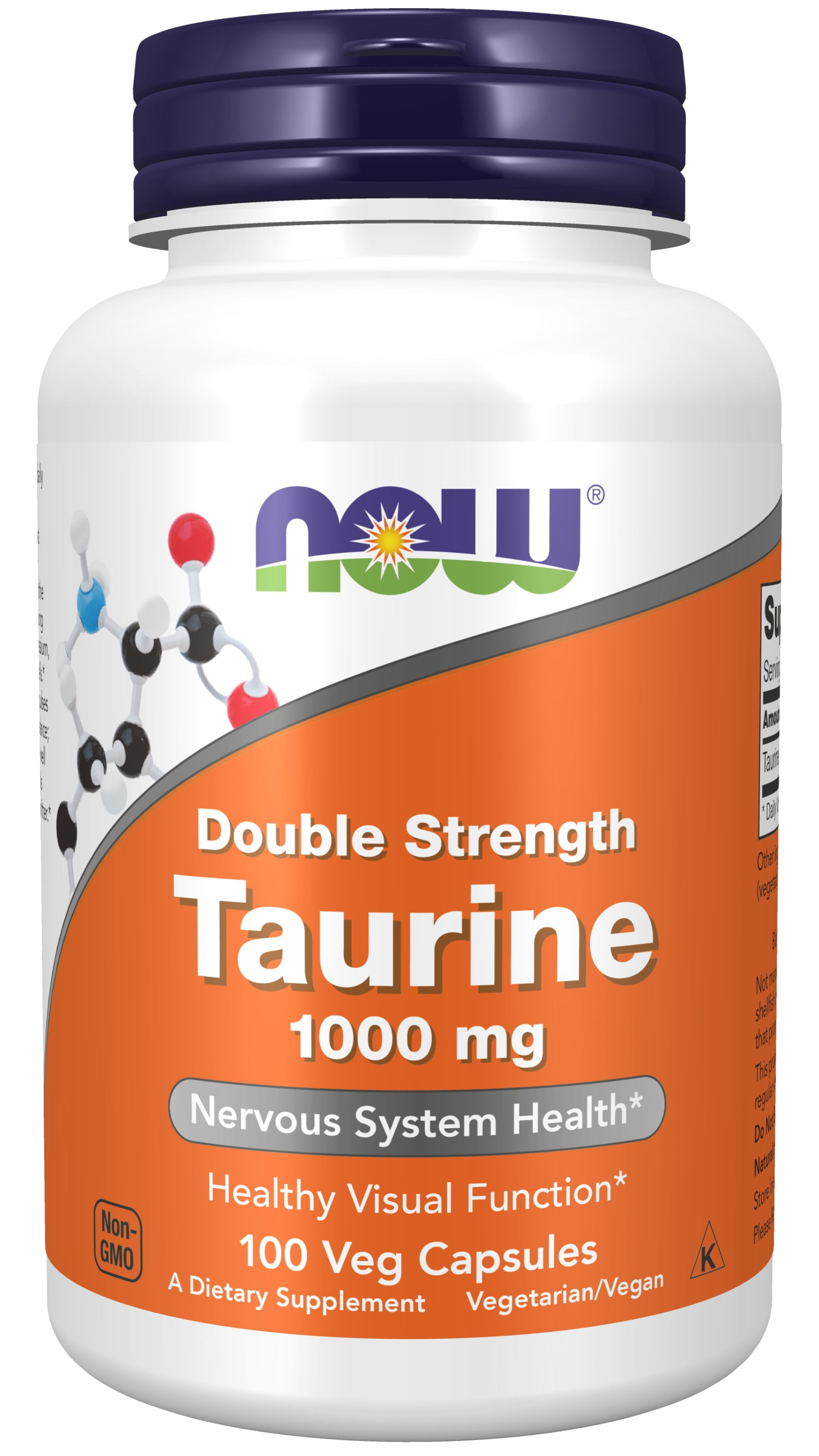 NOW Supplements, Taurine 1,000 mg, Double Strength, Nervous System ...