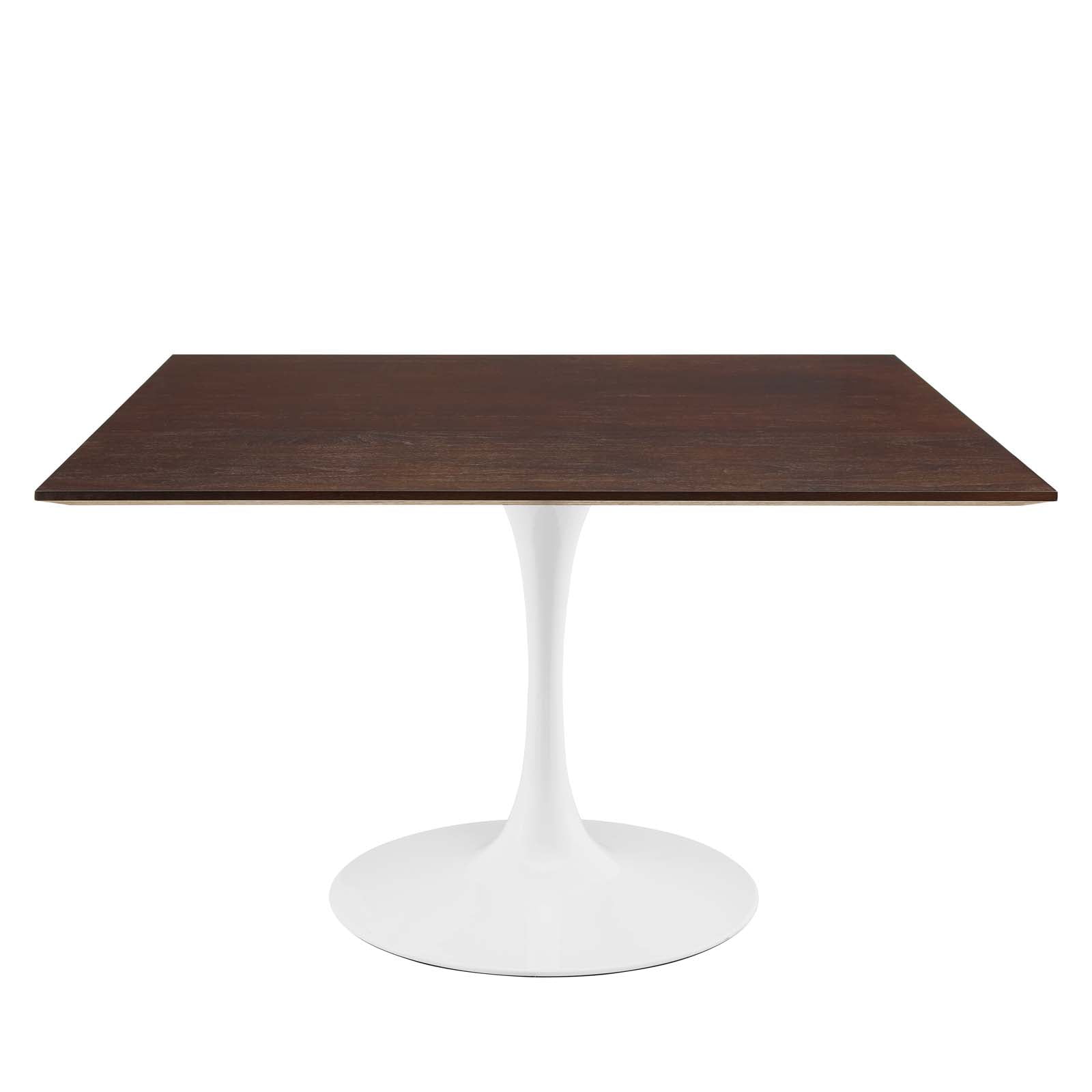 47 inch Dining Table, Square, White Walnut, Wood, Metal Steel, Modern ...
