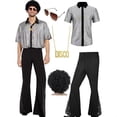 70s Disco Outfit Costume for Men, Include Shirt Bell Bottom Pants Wig ...