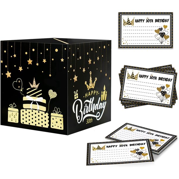 HTWW Birthday Card Box 30th Birthday Wishes Collection Box with 24 ...