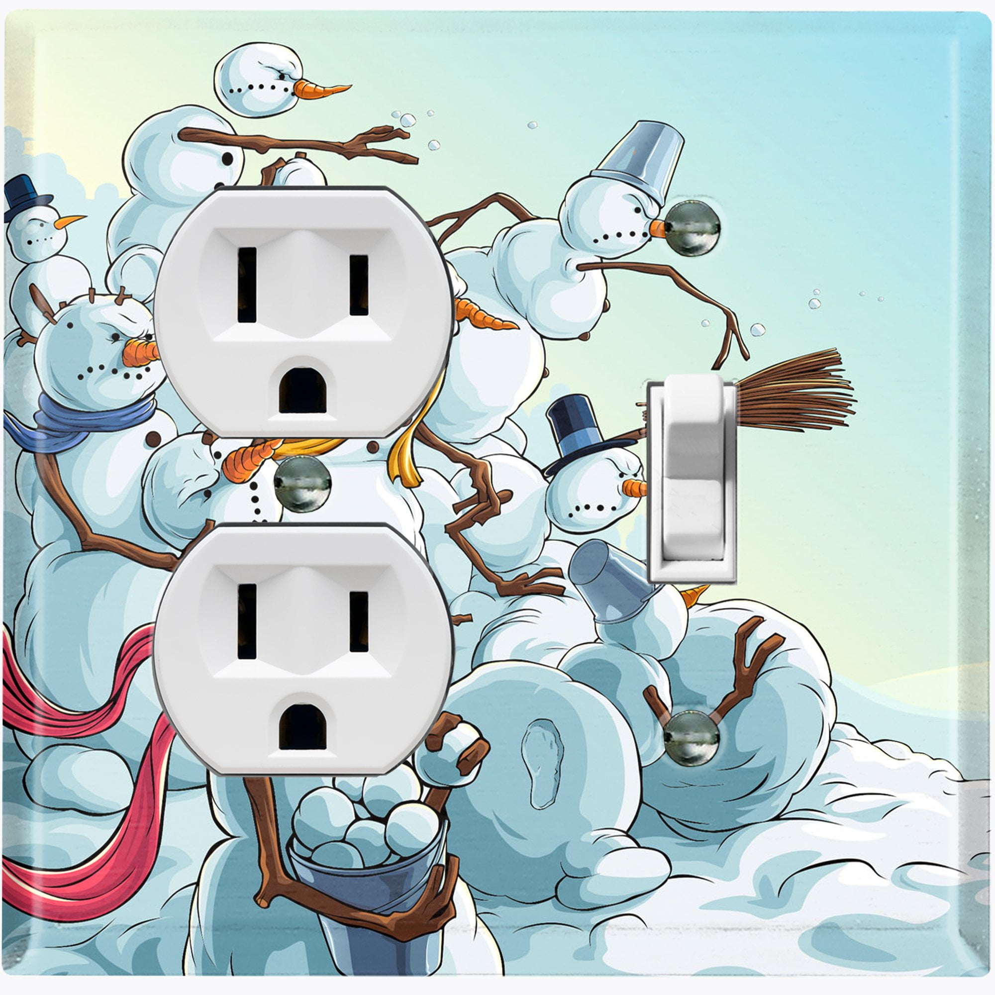 Metal Light Switch Plate Cover Snowmen Snowball Fight SNO003 - Walmart.com