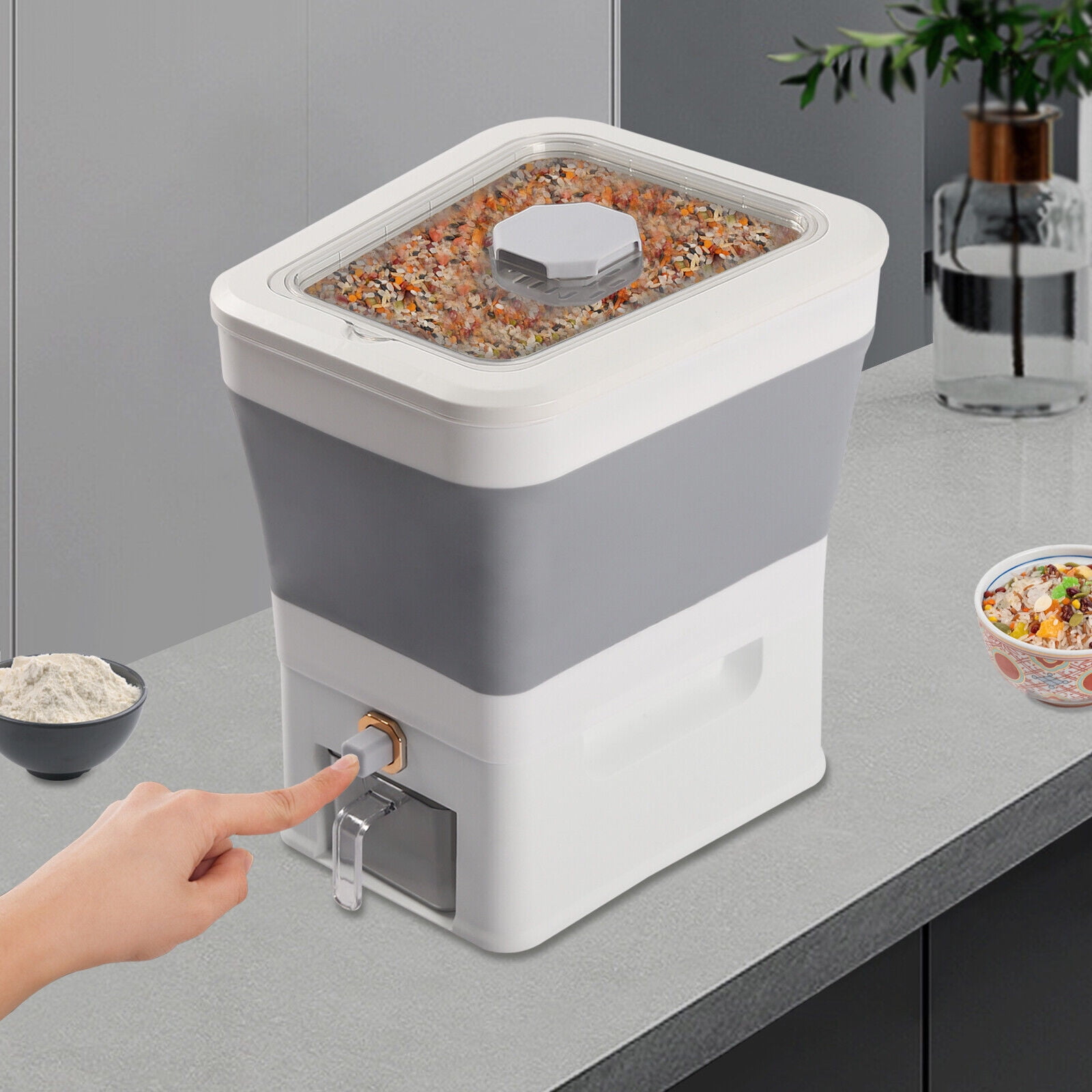 Miumaeov Rice Food Storage Containers Collapsible 11.6 to 26 Lbs Rice ...