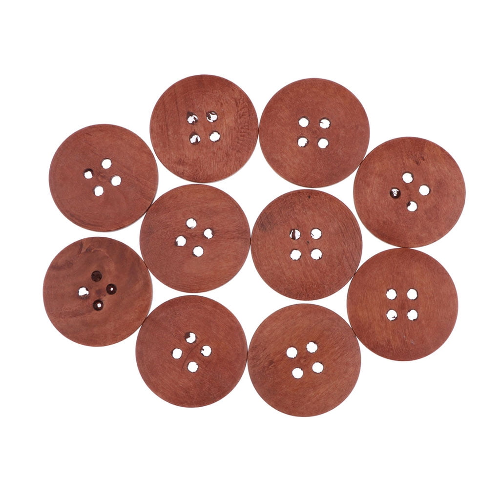 50mm Wooden Round Large Size Buttons 4-Hole Sewing Buttons Pack of 10 ...