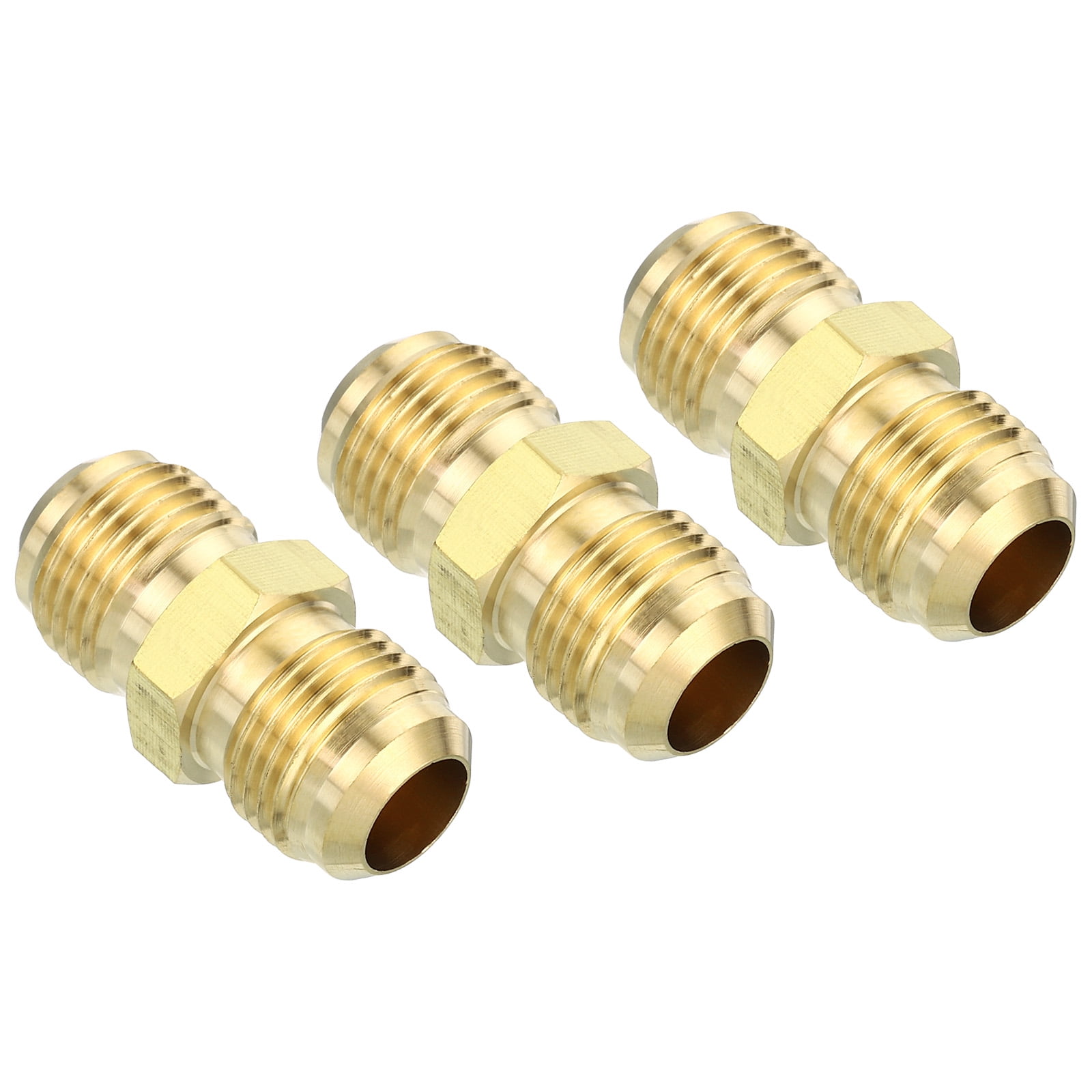 Uxcell 3/8 SAE Male x 3/8 SAE Male Brass Flare Union Connector, 3 Pcs ...