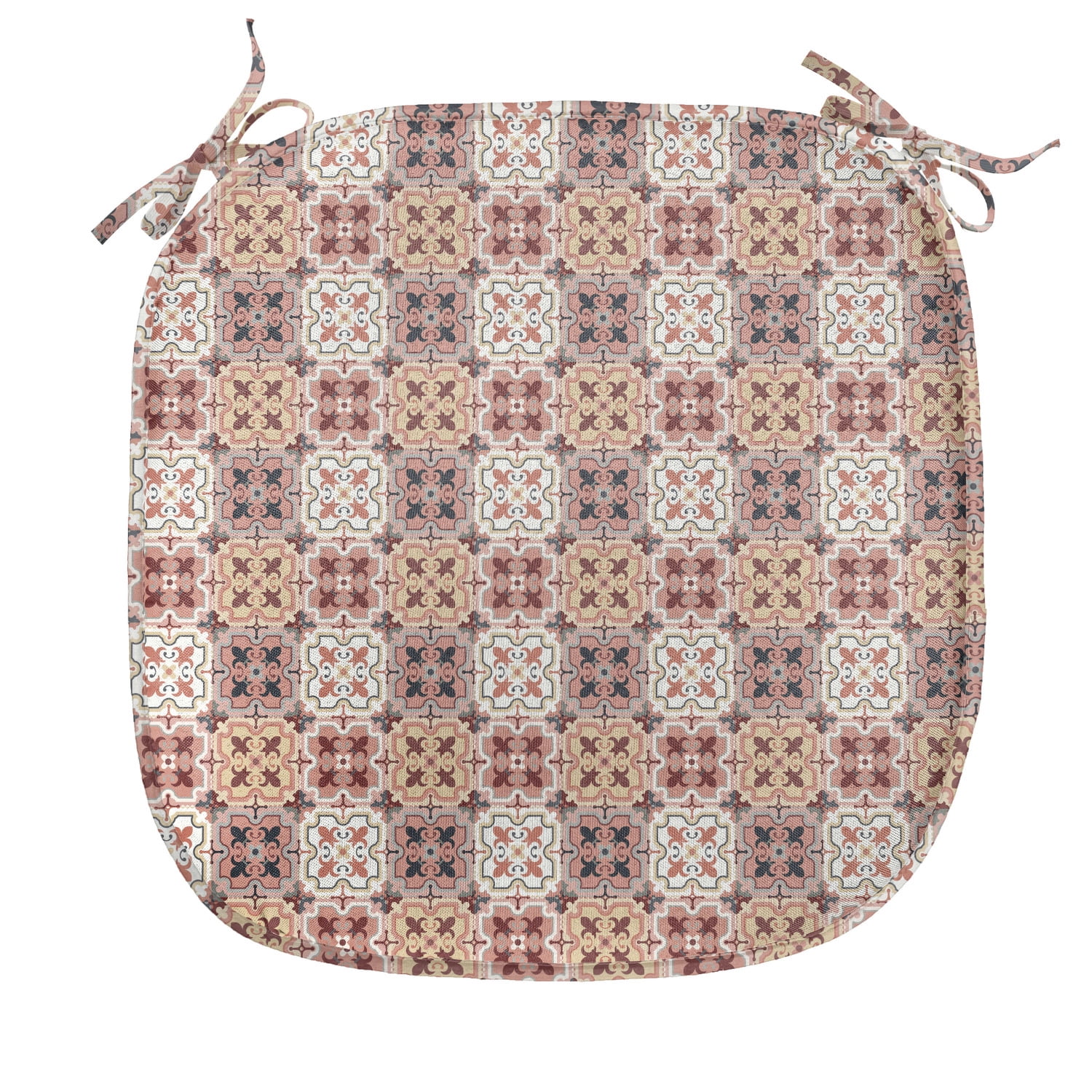 Quatrefoil Chair Seating Cushion, Vintage Style Patterns Tangled Clover ...