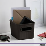 Decorative Plastic Storage Bins Organizer Baskets, Brown (Set of 3) 1 ...