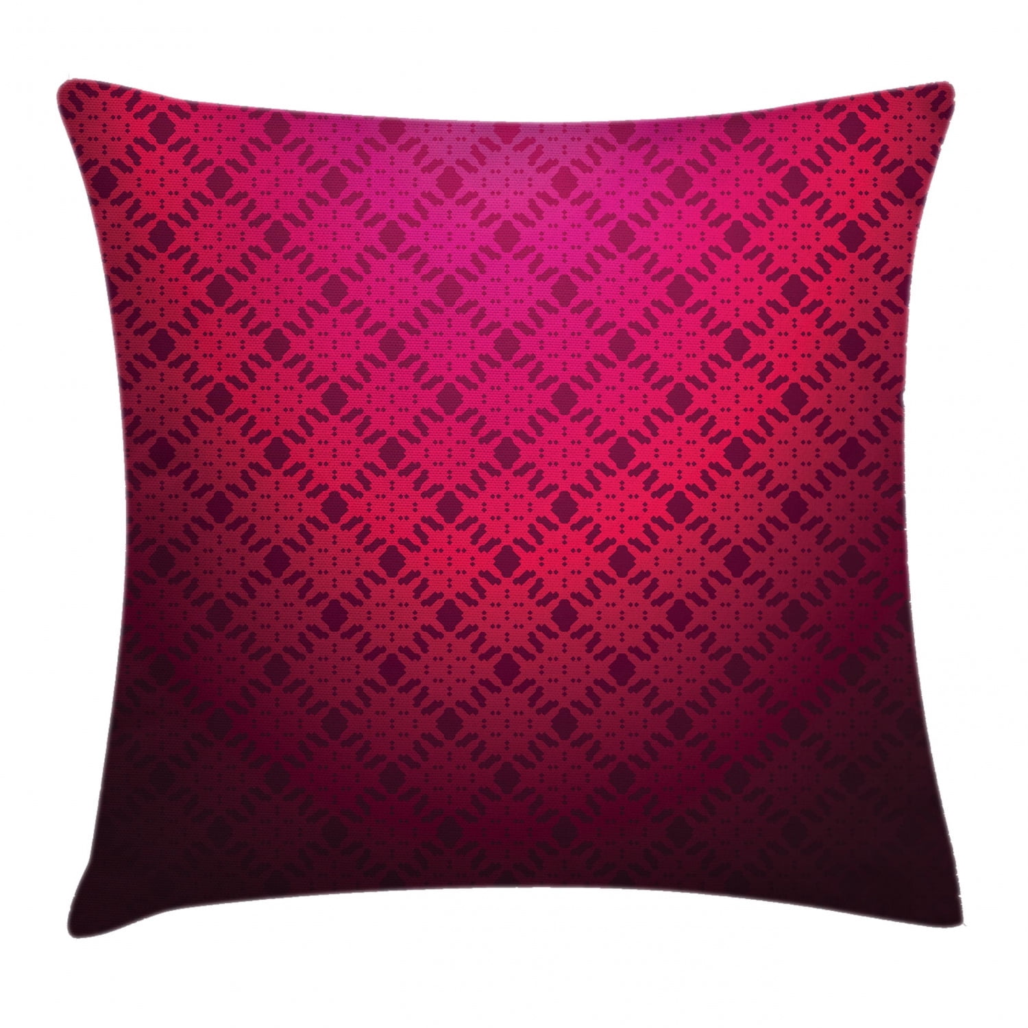Magenta Decor Throw Pillow Cushion Cover, Damask Textured Geometric ...