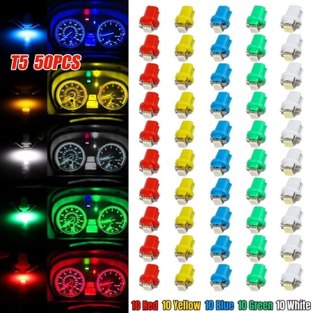 TopOne 50pcs T5 5050 Led B8.5d Car Instrument Panel Cluster Gauge Dash ...