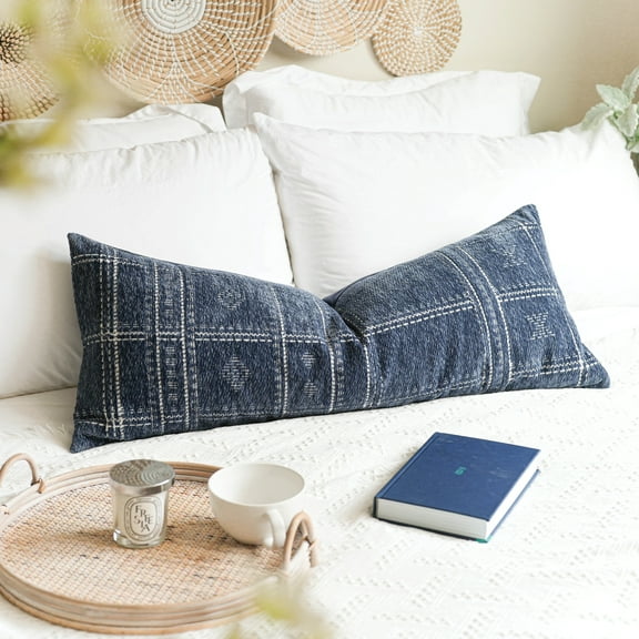 FUGee-Navy Blue Decorative Throw Pillow Covers 12x20 Inch Set of 2 Cozy ...