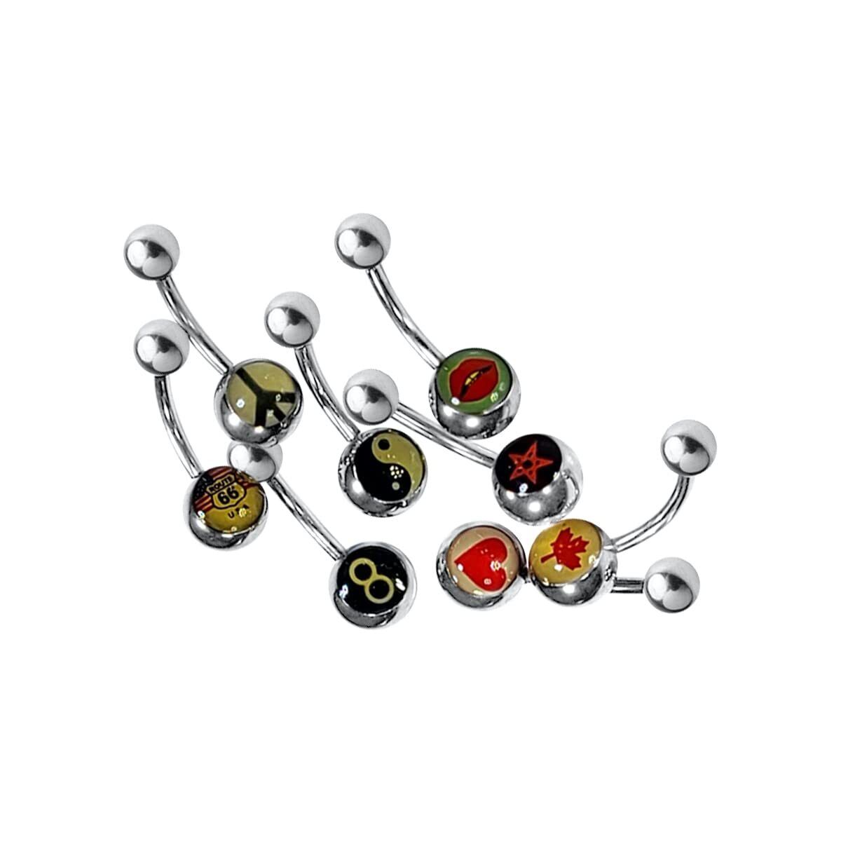 8 Belly Bottom rings 14G Logo design mix words and signs Stainless ...