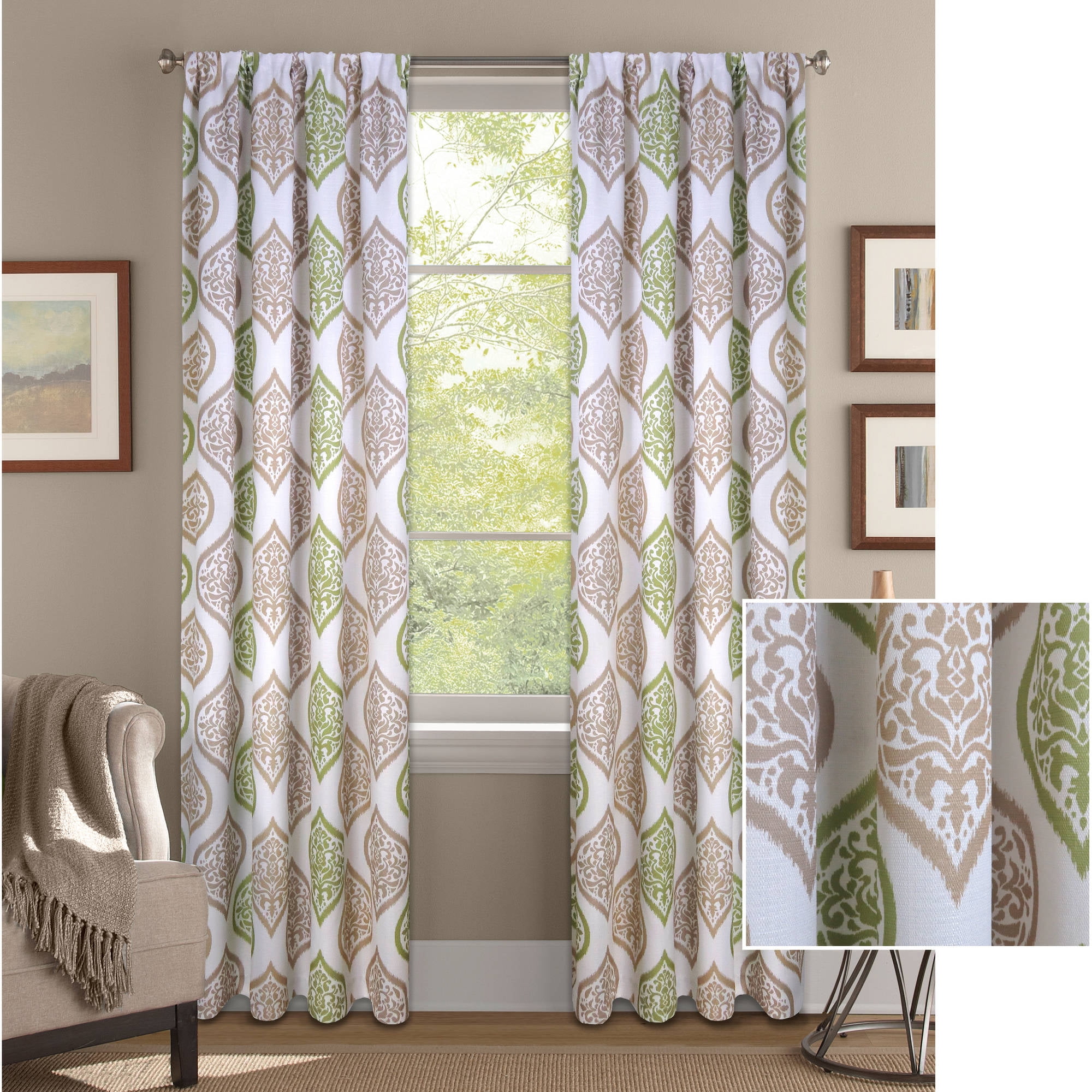 Better Homes and Gardens Damask Ogee Curtain Panel - Walmart.com