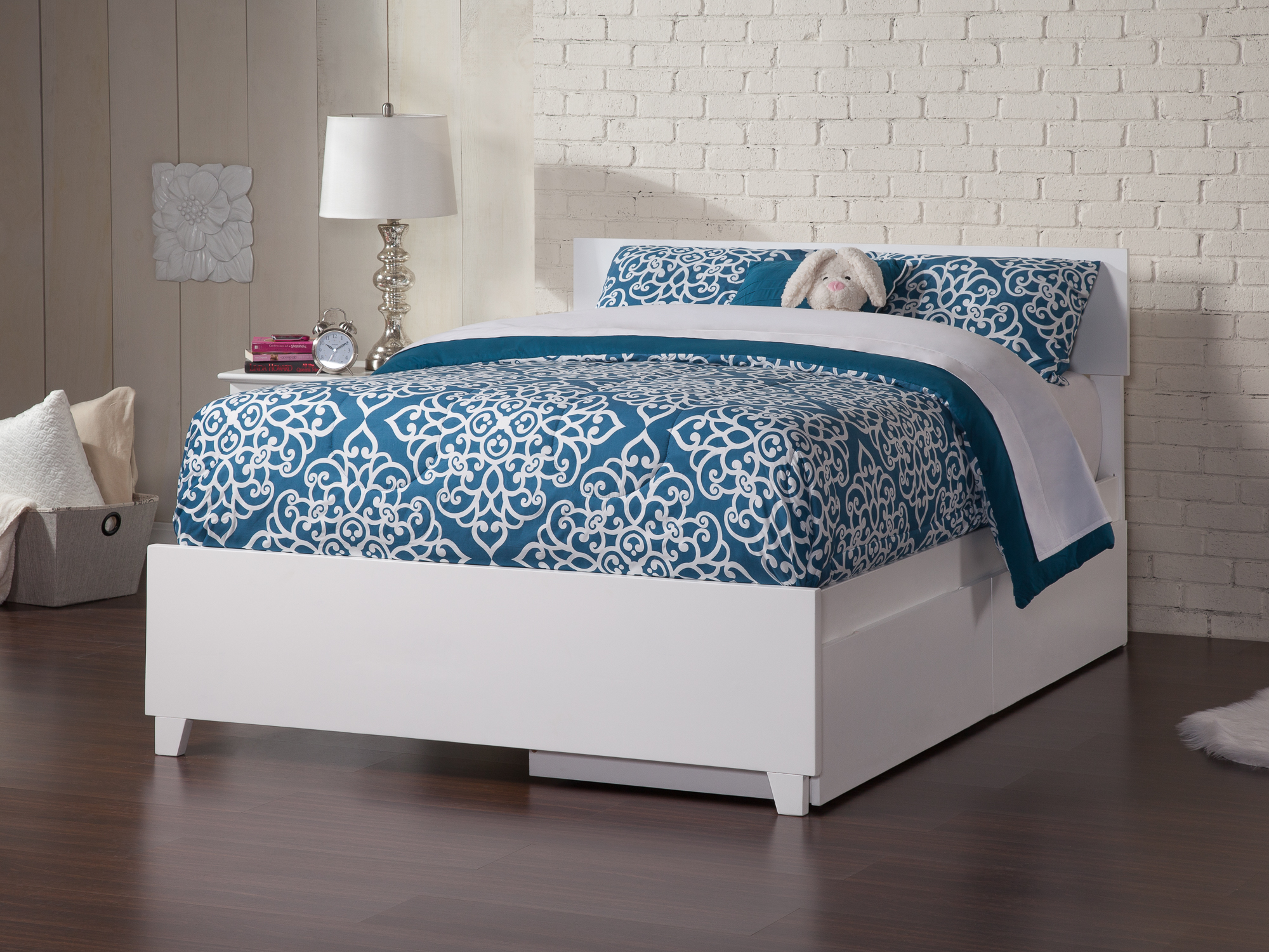 Orlando Platform Bed with Matching Foot Board with 2 Urban Bed Drawers ...