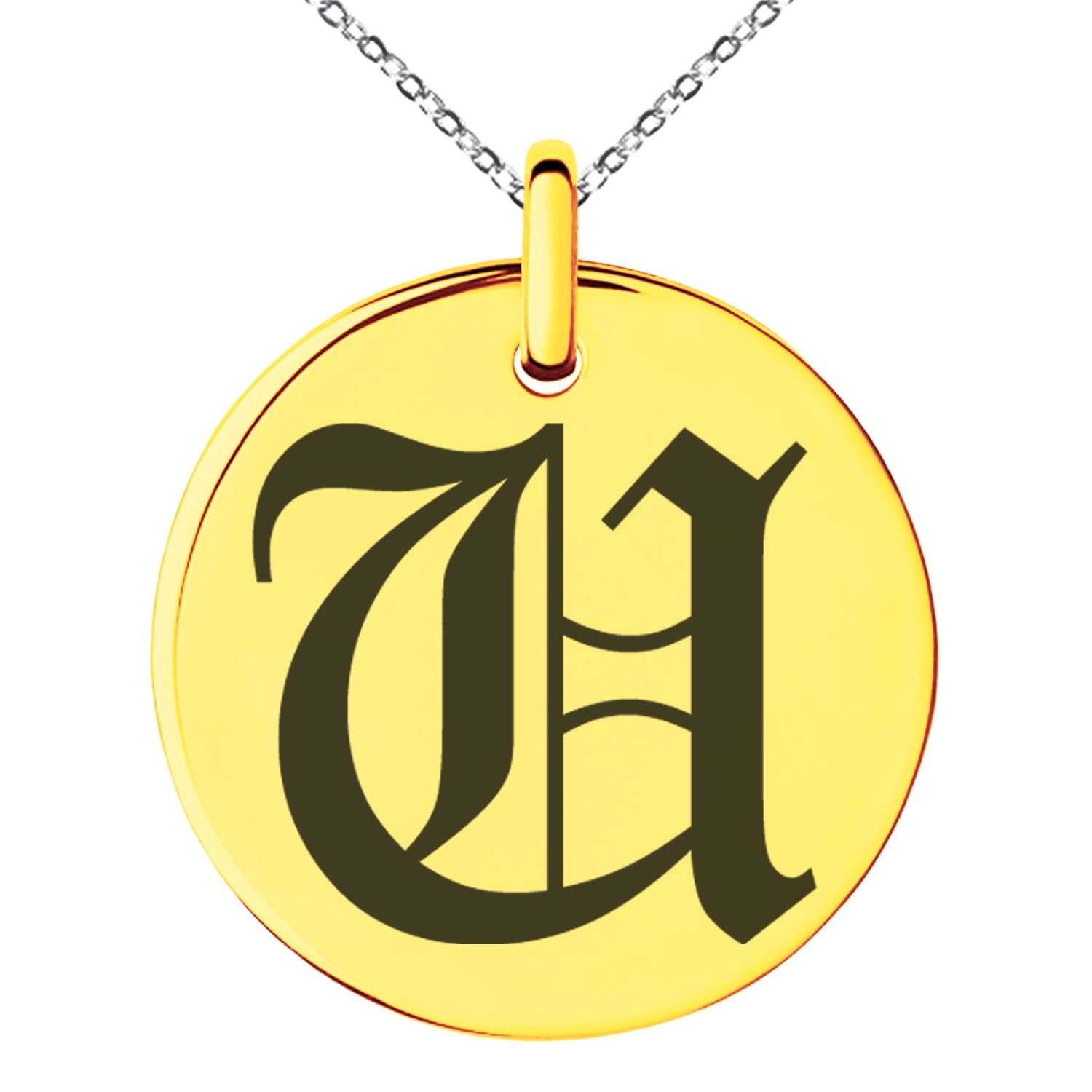 Stainless Steel Letter U Initial Old English Monogram Engraved Small ...