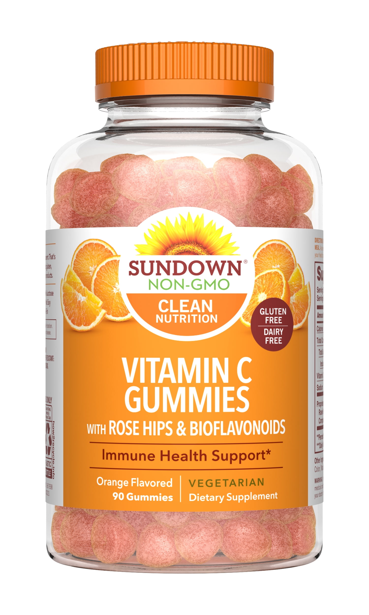Sundown Vitamin C Gummies With Rosehips And Citrus Bioflavonoids, Orange Flavored, 90 Count ...