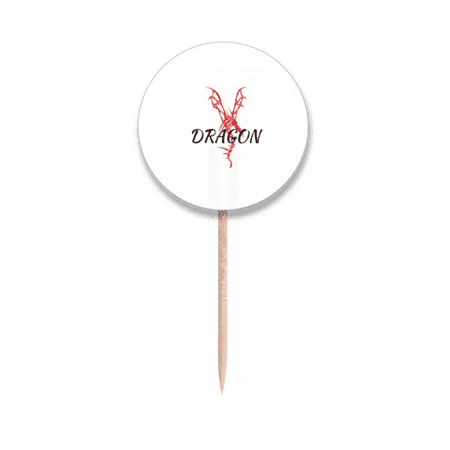 Animal Myth Dragon Oriental Cloud Toothpick Flags Round Labels Party ...