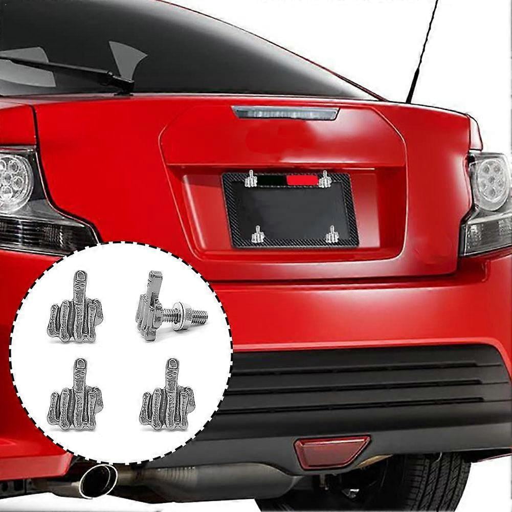 4Pcs 3D Design Middle Finger Bolts License Plate Screws License Plate ...