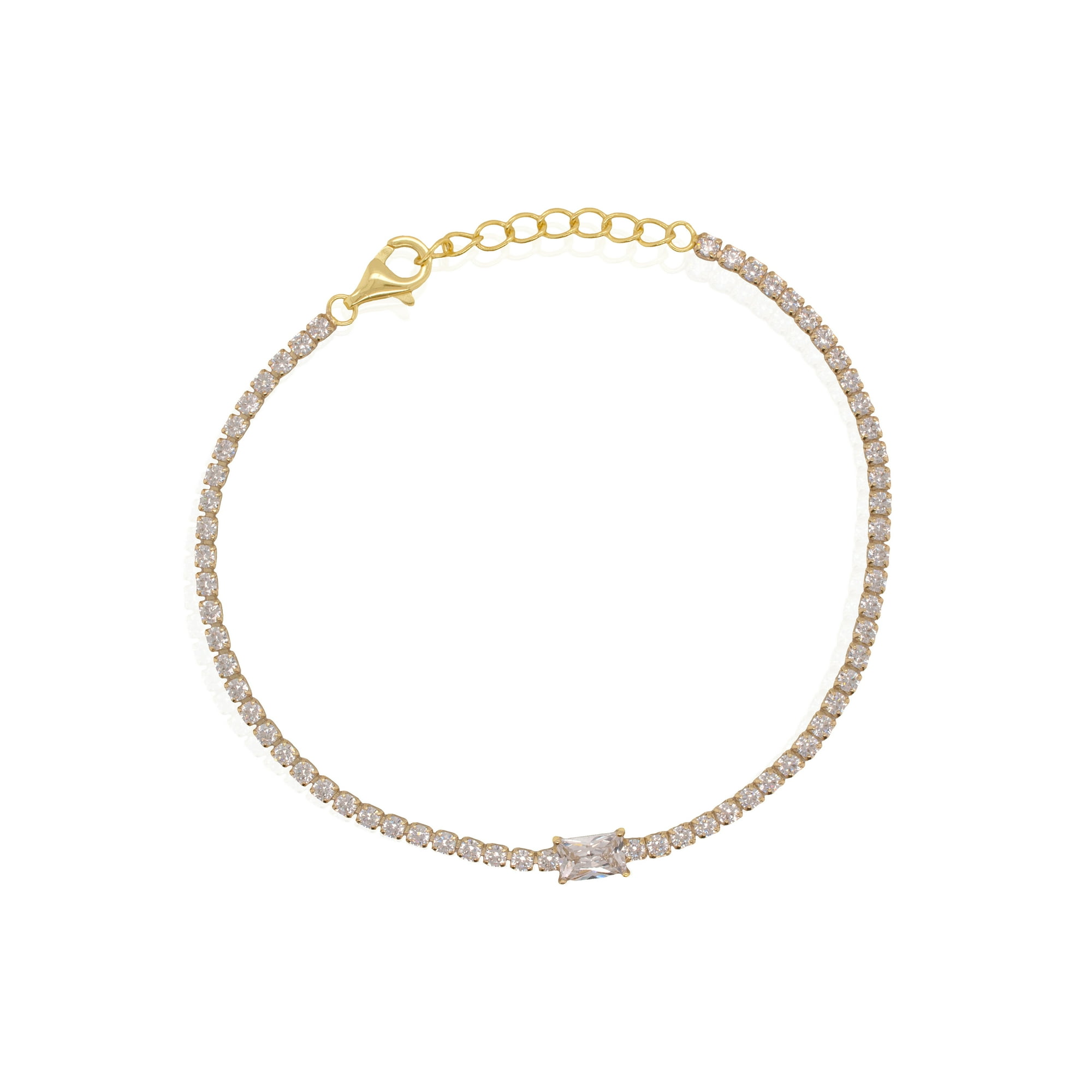 Click here for Mercie Sterling Silver Gold Vermeil Blue Cz Bar Ad... prices