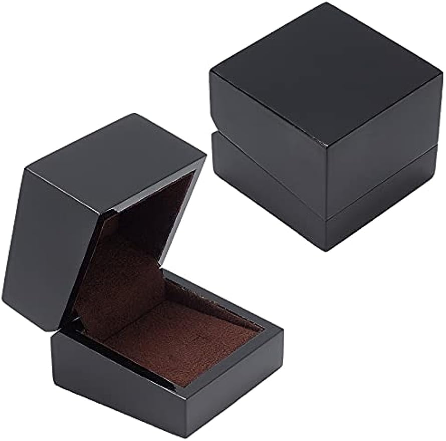 2pcs Square Small Wooden Ring Storage Box Handmade Wood Wedding Ring ...