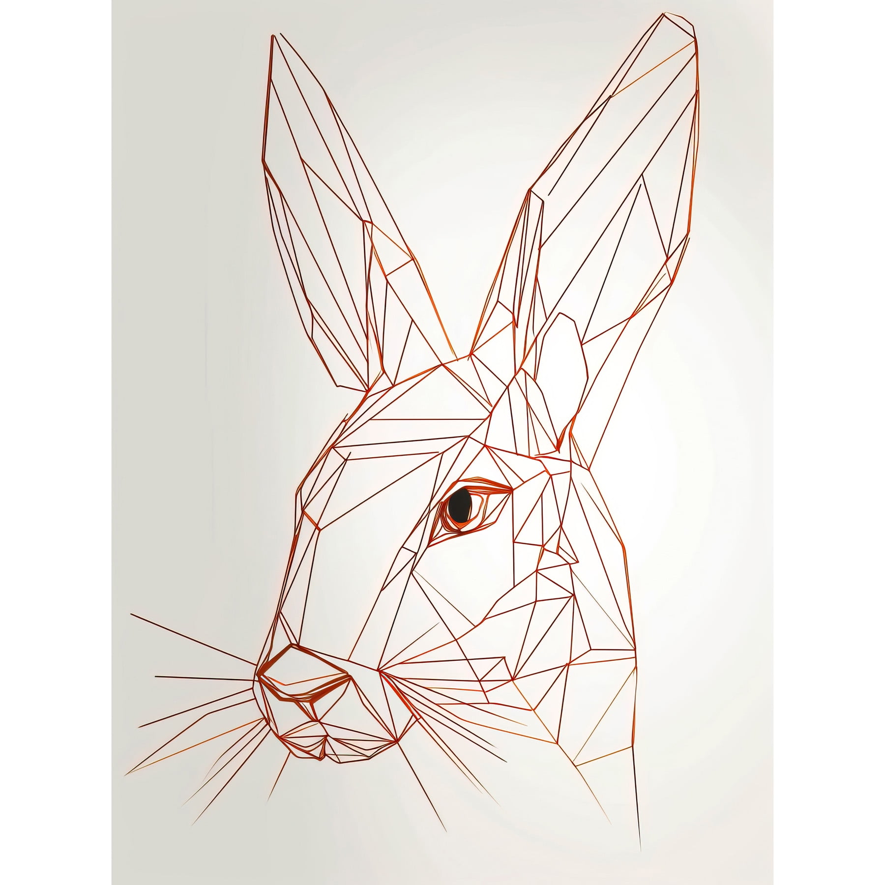 Rabbit Polygon Head Minimal Line Drawing Portrait Unframed Wall Art ...