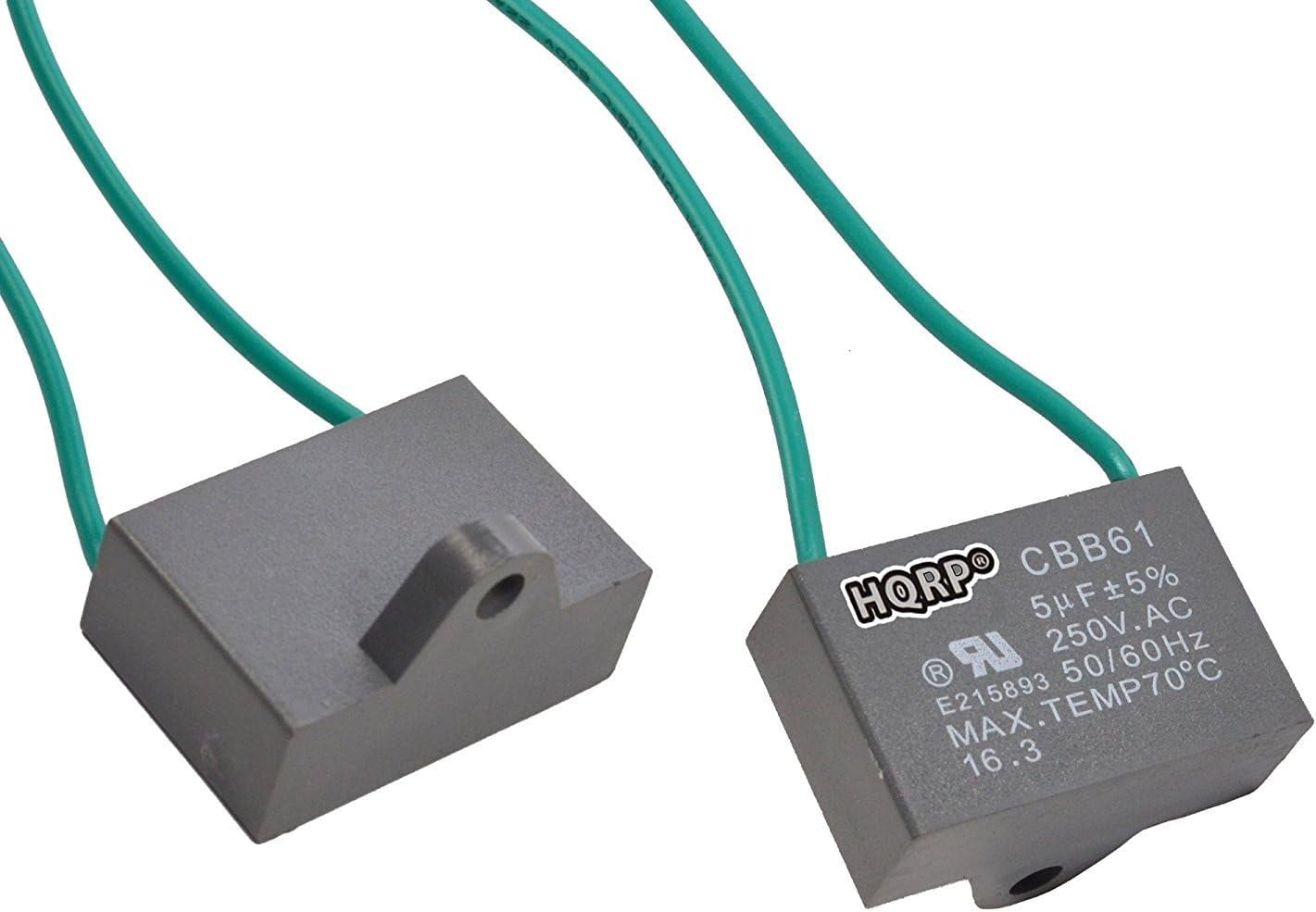 HQRP 2-Pack Ceiling Fan Capacitor CBB61 5uf 2-Wire - Walmart.com