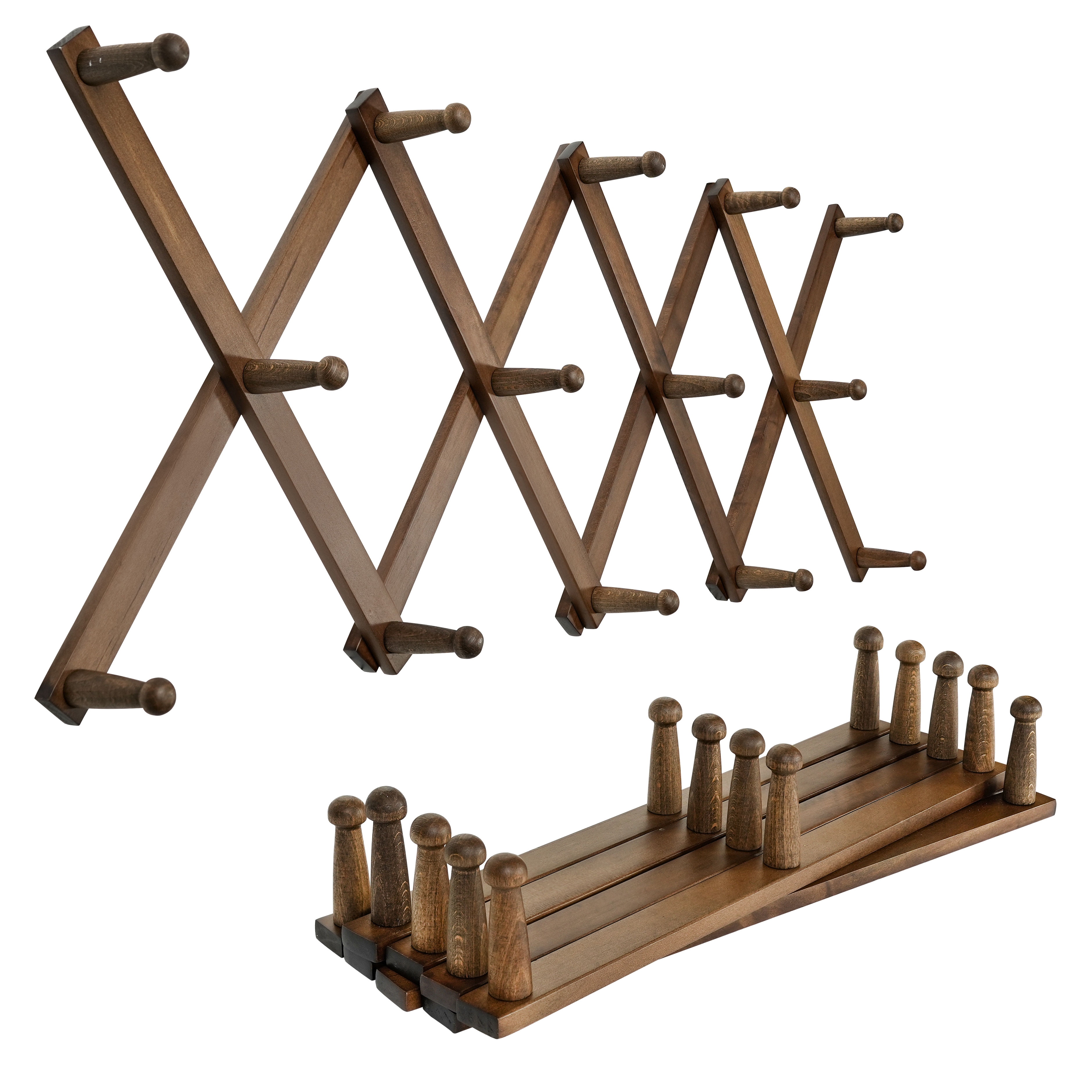 Dseap Accordion Wall Hanger,16” High Wooden Expandable Coat Rack, Hat ...