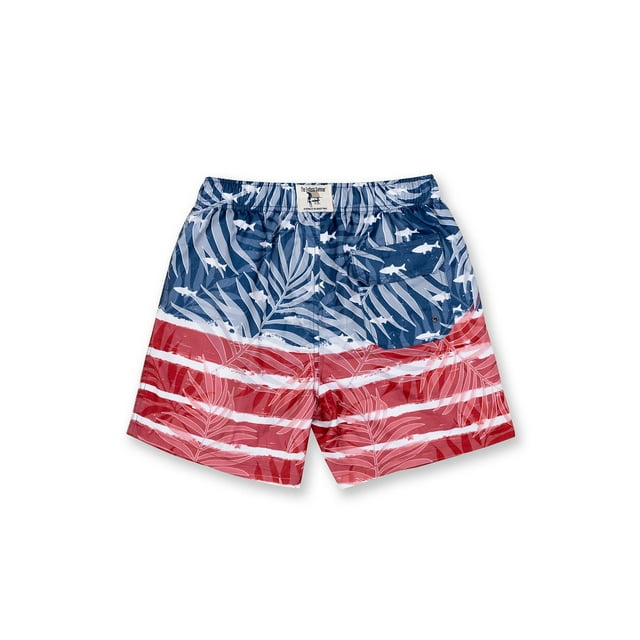 Boys Swimming Trunks Elastic Swimwear Shorts with Fun Designs, Flag ...