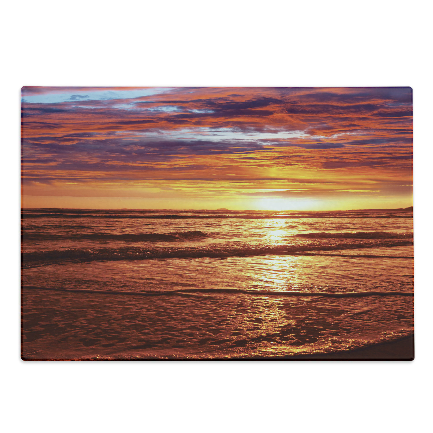 Hawaiian Cutting Board, Dramatic Picture of Sunset over Beach Sun Rays ...